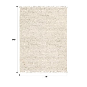Unique Loom Hygge Shag Collection Modern Moroccan Inspired, Plush & Cozy Area Rug, 9 ft x 12 ft, Ivory/Tan