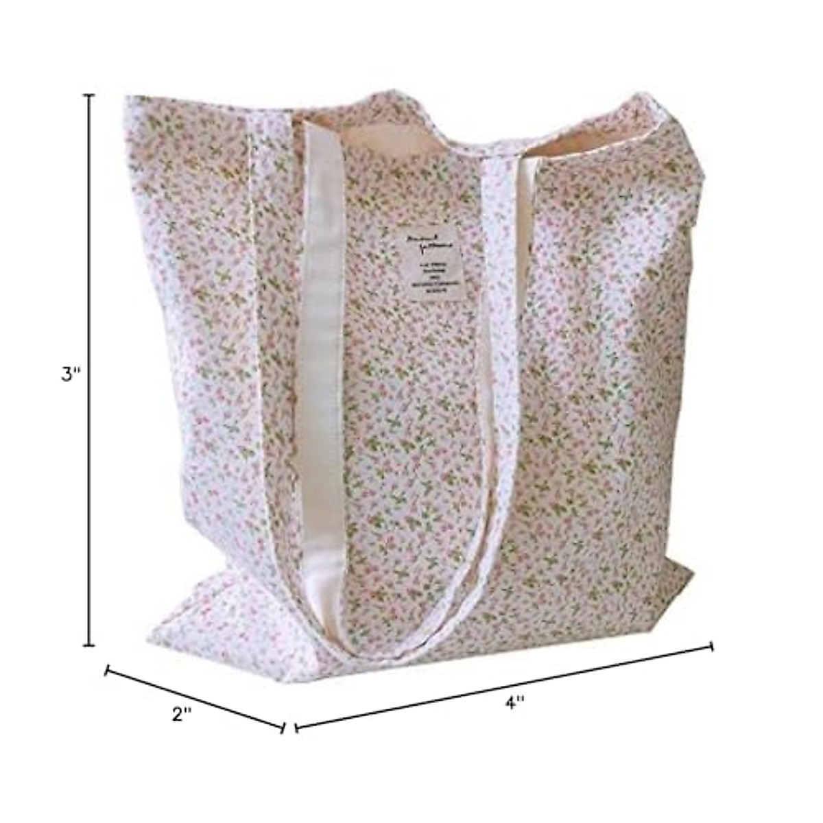 Kehpish Cotton Canvas Tote Bag Reusable Soft Grocery Cloth Bag Floral Shoulder Bag for Beach Travel Shopping