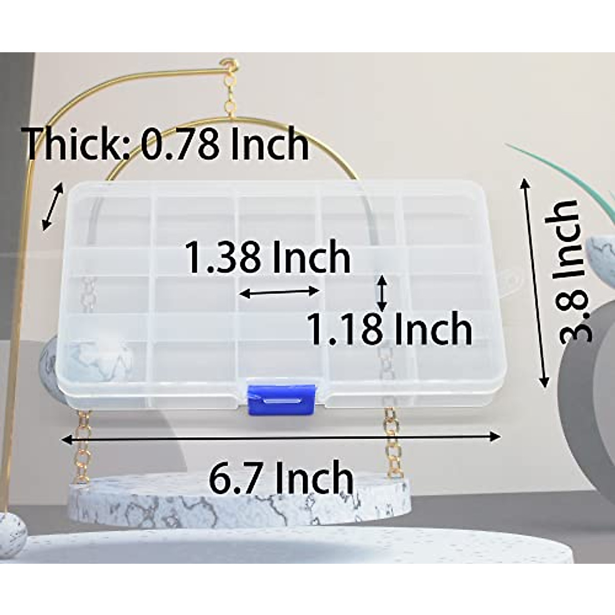 Yansanido 4 Pcs 15 Grids Clear 6.85 Inch x 3.85 Inch Adjustable Small Removable Clear Plastic Jewelry Organizer Divider Storage Box Jewelry Earring Tool Containers (4 Pcs Clear)