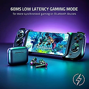 Razer Hammerhead True Wireless (2nd Gen) Bluetooth Gaming Earbuds: Chroma RGB Lighting -60ms Low-Latency- Active Noise Cancellation - Dual Environmental Noise Cancelling Microphones- Classic Black