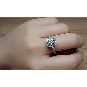 TenFit Jewelry 3 Carat VVS1 Simulated Diamond Engagement ring for Women silver Wedding Jewelry, Size:7