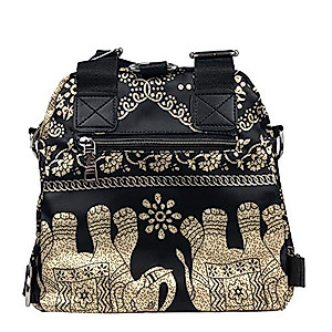 WONSHREE Crossbody Bag for Women, Nylon Shoulder Bags Multi-Pocket Purse and Handbag Small Boho Elephant Daypack Backpack Lightweight Travel Messenger Bag