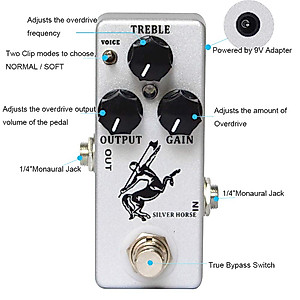 YMUZE Moskyaudio Mini Silver Horse Effect Pedal Overdrive Pedal for Electric Guitar