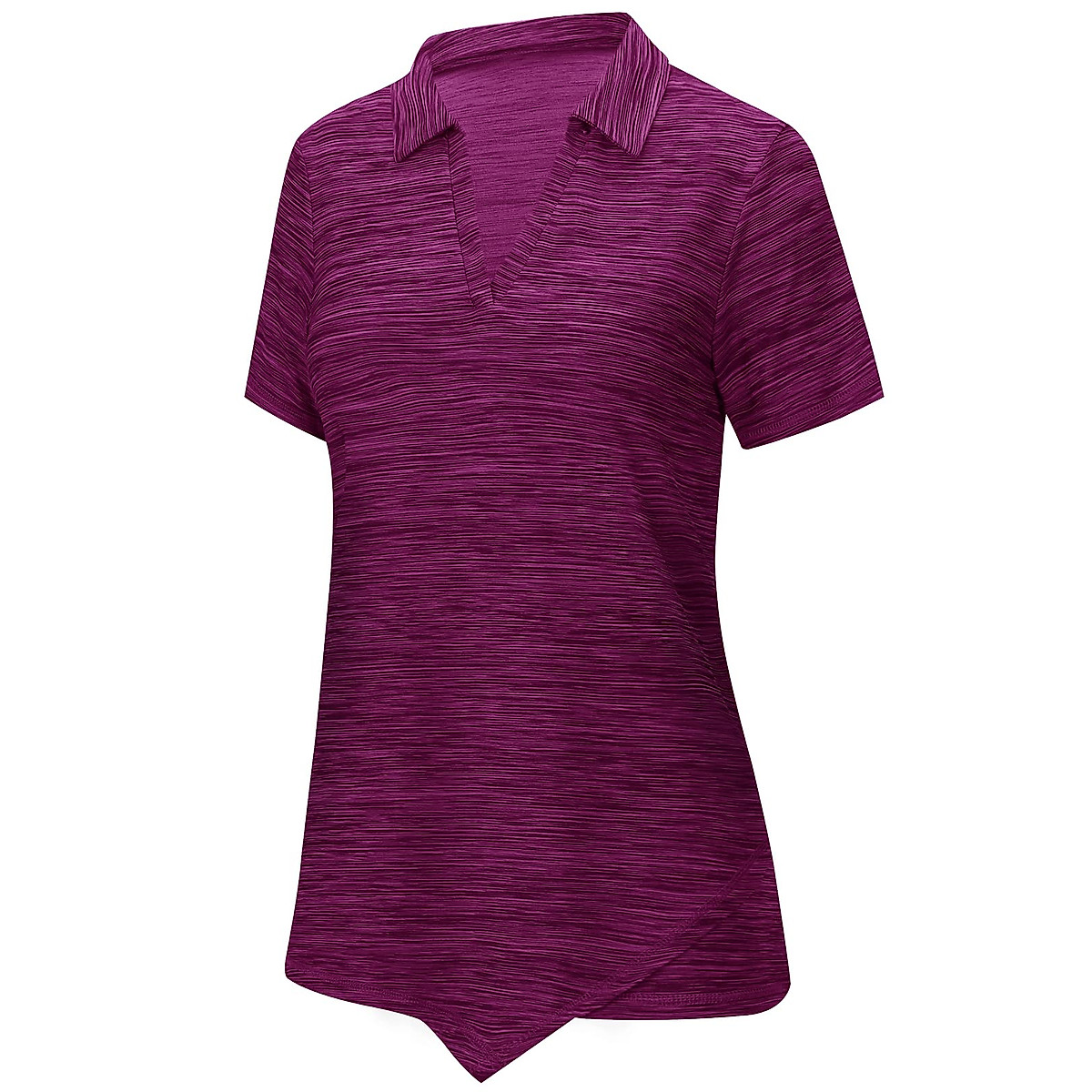 Viracy Womens Golf Apparel, V Neck Yoga Tops Short Sleeve Quick Dry Loose Fit Lightweight Breathable Running Hiking Workout Clothes, Purple-2XL