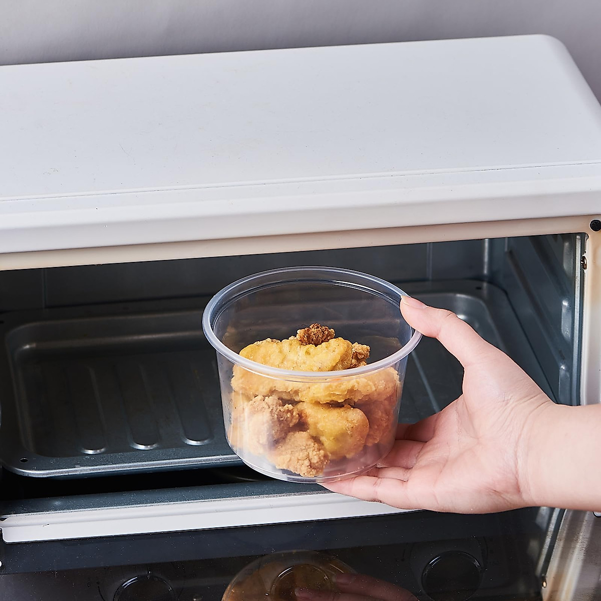 FULING [50 Set - 16 oz. Plastic Deli Disposable Food Storage Containers With Airtight Lids …