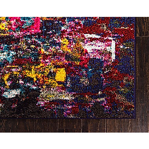 Unique Loom Estrella Collection Dark Colors, Modern, Abstract, Distressed Area Rug, 7 ft x 10 ft, Multi/Navy Blue