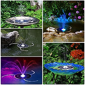 AISITIN 3.5W LED Solar Bird Bath Fountains Upgraded, Solar Fountain with 8 Nozzles, 3000 Battery & 3 Brackets, Floating Solar Powered Water Pump for Garden, Pond, Bird Bath and Pool