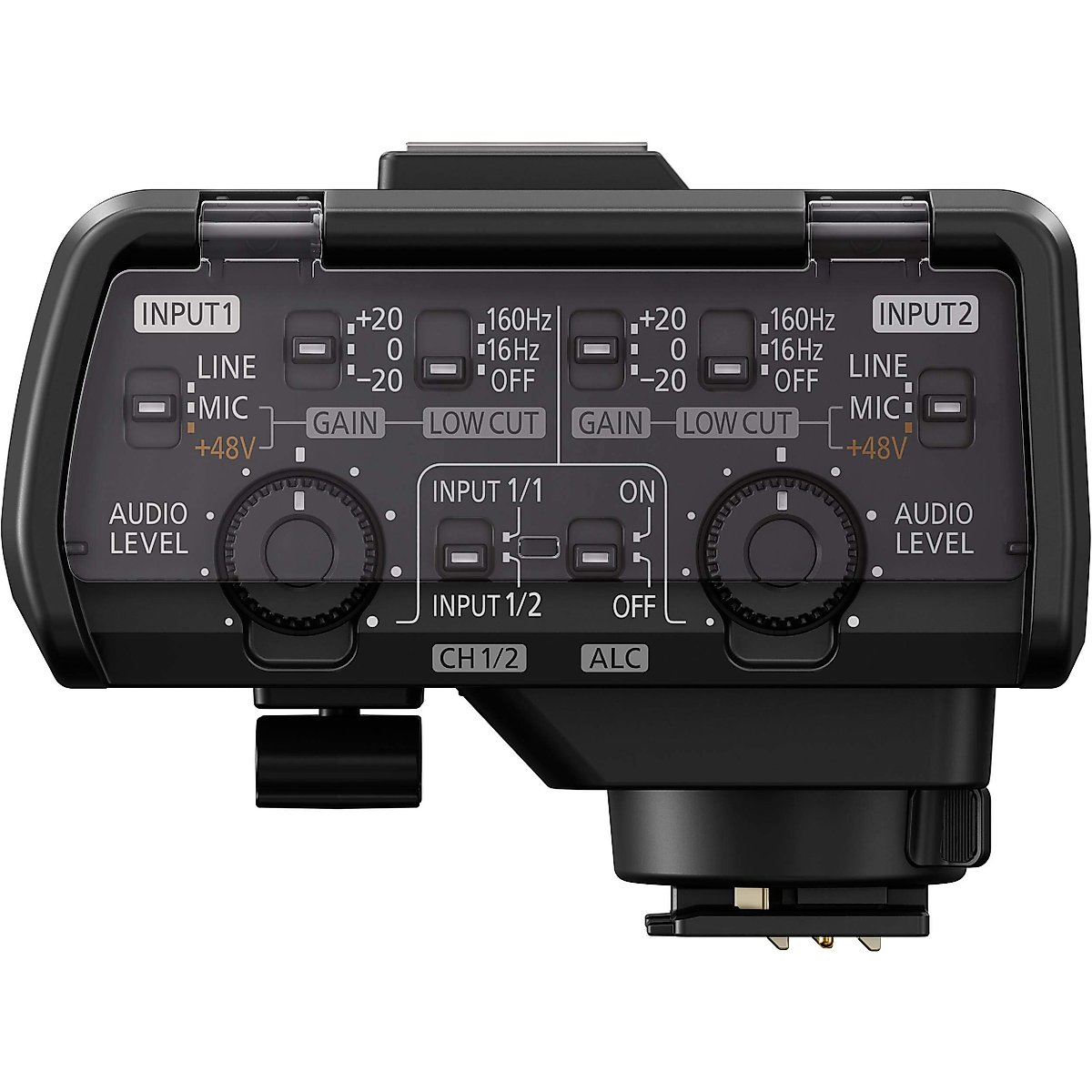 Panasonic Professional XLR Audio Video Microphone Adaptor with 2 XLR Terminals – Accessory Compatible with LUMIX GH5, GH5S, S1 and S1R Mirrorless Digital Cameras - DMW-XLR1, Black