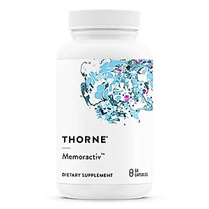 Thorne Memoractiv - Nootropic Brain Supplement for Focus, Creativity, and Concentration - Ashwagandha, Ginkgo, Lutemax, Bacopa, Pterostilbene - Gluten-Free, Dairy-Free - 60 Capsules - 30 Servings