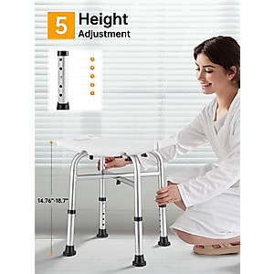 Hiqufet Shower Chair for Inside Shower(450lb), FSA/HSA Eligible 5 Height Adjustable Shower Stool, Shower Seats for Adults, 3-Minute Quick Assembly, Heavy Duty Shower Bench for Inside Shower to Sit on