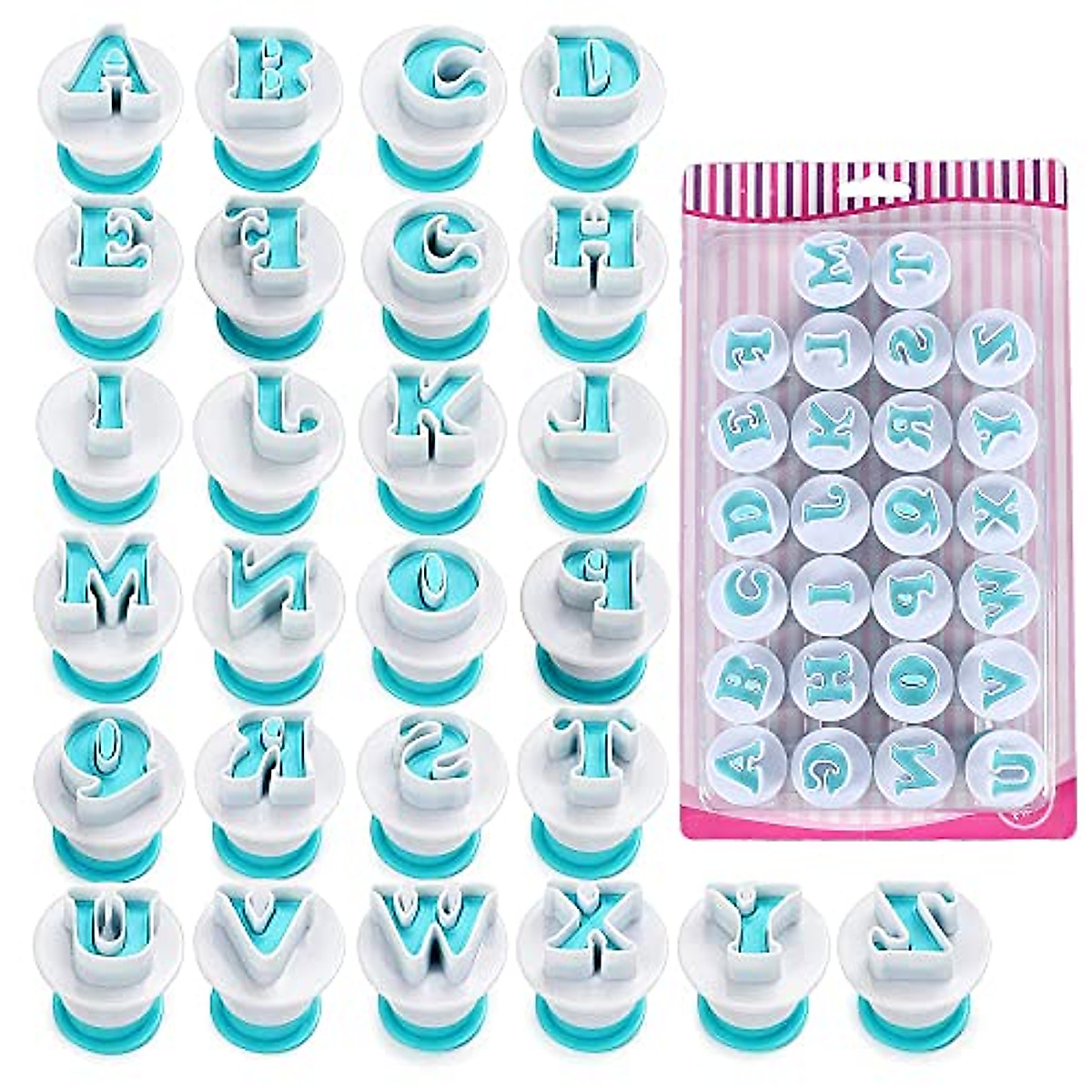 26PCS/Set Alphabet Numbers Cookie Stamp Cutter Cake Mold Letter Fondant Cake Biscuit Mold XMAS DIY GIFT Baking Mould Cake Tool Embosser Cutter