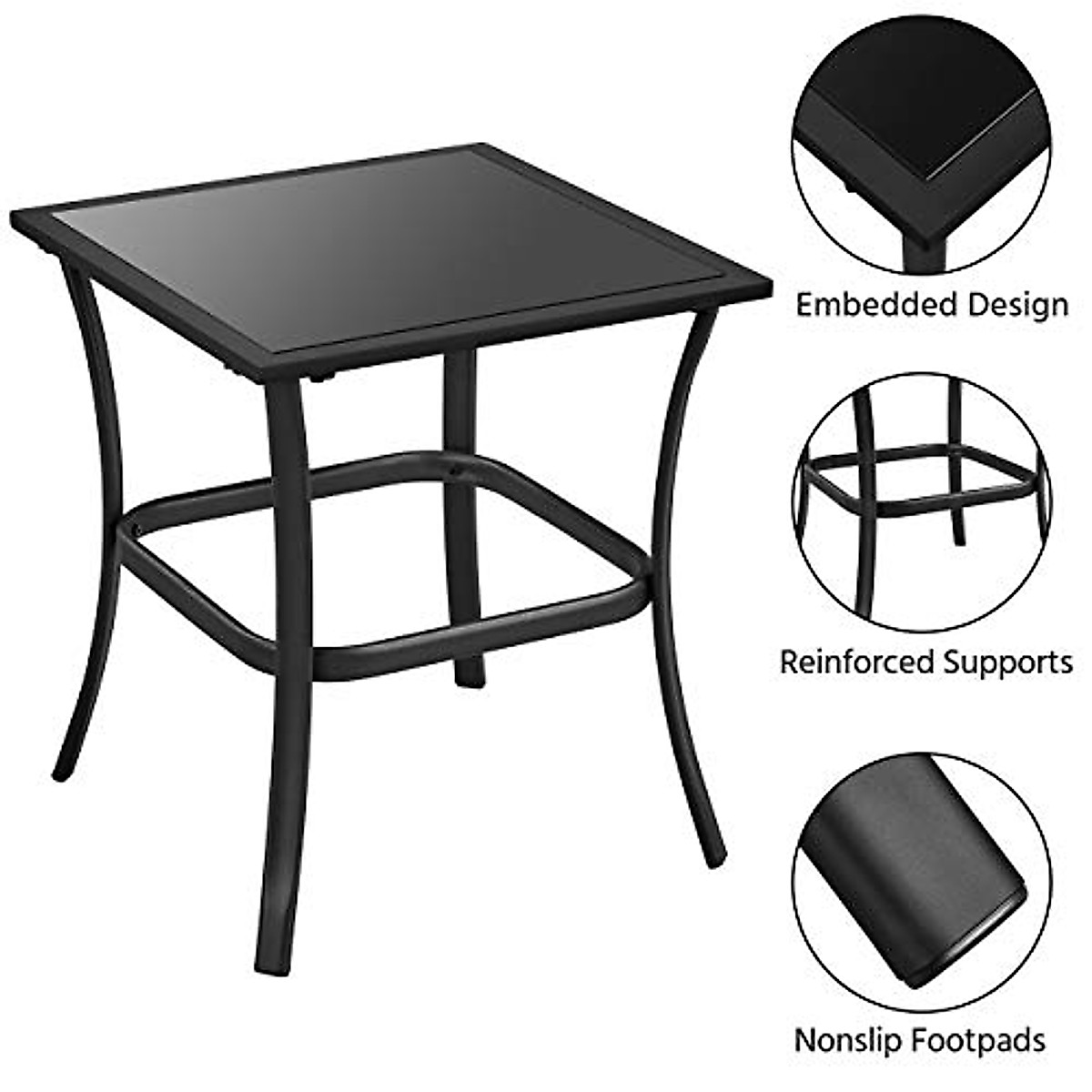 Yaheetech 3-Piece Patio Furniture Set, Outdoor Rocking Chairs Bistro Set, 2 PE Rattan Chairs with Glass Coffee Table Wicker Furniture Set - for Garden Balcony Backyard Poolside