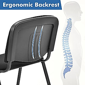 HAPPYGRILL Waiting Room Chairs, Stackable Conference Chairs with Metal Frame, Padded Cushion, Ergonomic Design, Guest Reception Chairs Set for Office, Reception Room, Conference Room, Events (5-Pack)