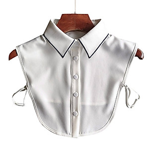 Joyci Office Joker Shirt Fake Collar Black Side Embroidery Chiffon Decorative Collar (Pointed collar)