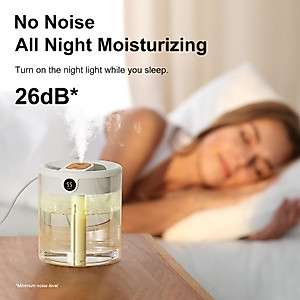 Smart Humidifier for Bedroom, Home, Great Room, Nursery, Office, 1.3L Cold Mist Top Fill 20 Hours Extra Long Use Time for Fast Relief, 26dB, 360° Dual Nozzles, Easy to Fill and Clean, BPA-Free