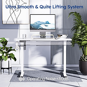 SohoTeco Motorized Standing Desks, Electric Stand Up Desk with Ultra Stable Construction and Cable Management,adjustable Height Desk with Memory Preset Design for Home Office Use 48x24 in White