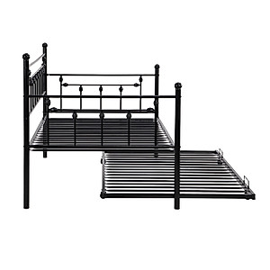 Haplized Twin Size Metal Daybed with Pull Out Trundle, Modern 2 in 1 Sofa Bed Frame for Kids Teens Adults,Single Daybed Sofa Bed Frame for Bedroom Living Room Guest Room,No Box Spring Needed