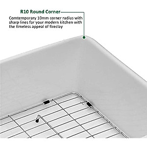 33 White Farmhouse Sink - Sarlai 33 Inch Kitchen Sink Apron Front Ceramic Porcelain Vitreous Fireclay Single Bowl Farmer Sink Basin