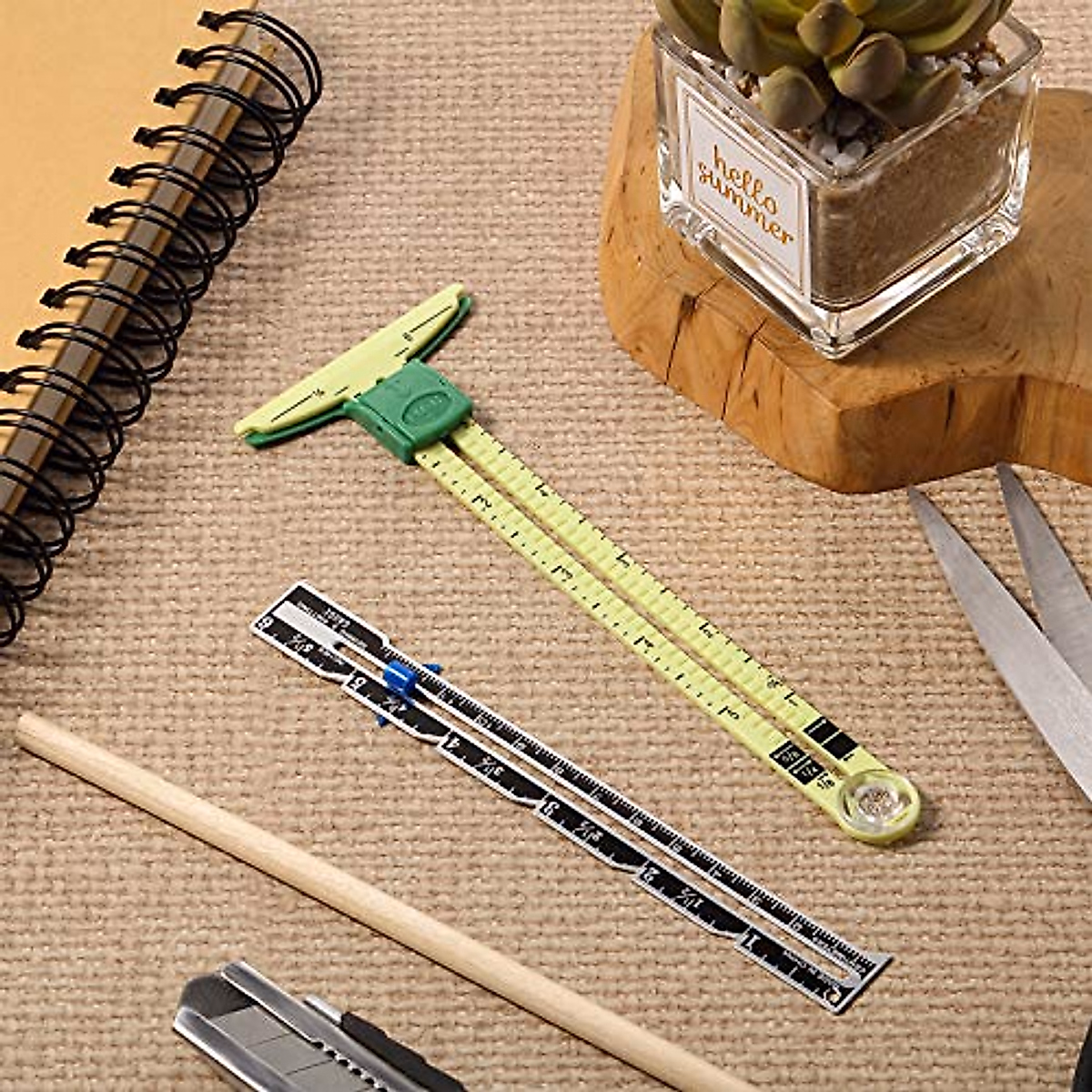 2 Pieces Sewing Gauge Sewing Measuring Tool, 5-in-1 Sliding Gauge Measuring Sewing Ruler Tool Fabric Quilting Ruler for Knitting Crafting Sewing Beginner Supplies