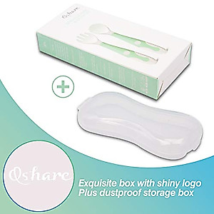 Baby Utensils Spoons Forks Set with Travel Safe Case Toddler Babies Children Feeding Training Spoon Easy Grip Heat-Resistant Bendable Soft Perfect Self Feeding Learning Spoons 2 Sets