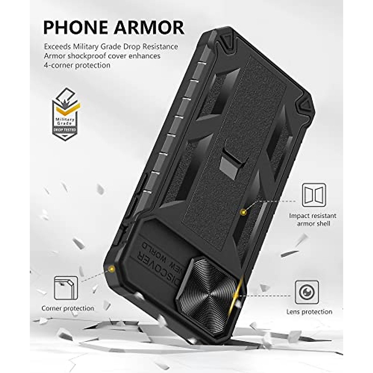 SOiOS for iPhone SE 2022 Phone Case: iPhone SE 2020 / 2nd / 3rd / 8/7 / 6s / 6 Case with Kickstand - Heavy Duty Military Grade Drop Protection Phone Cover - Rugged Protective Shockproof Bumper Black