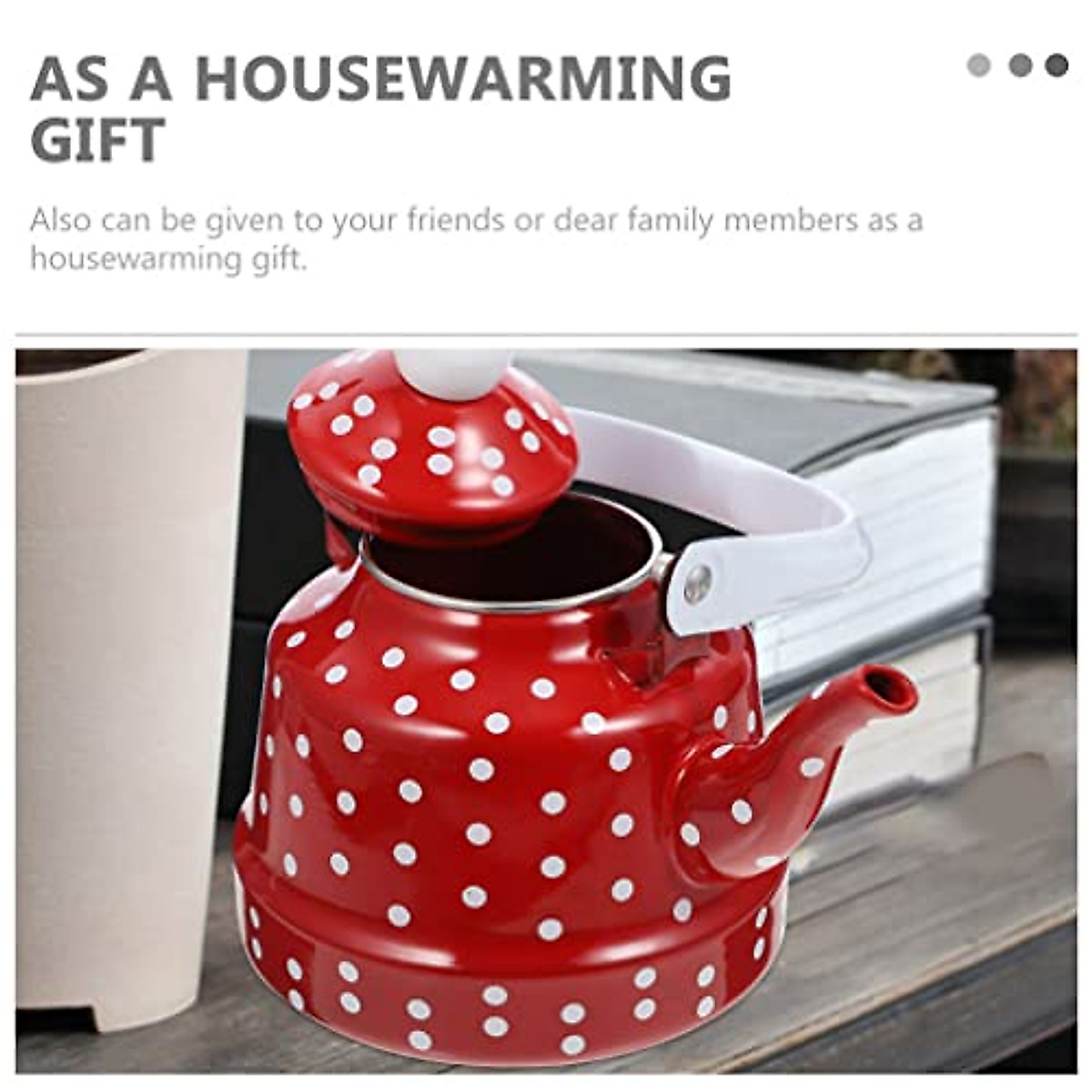 STOBAZA Tea Pot Tea Pot Tea Kettle Stovetop Ceramic Enameled Teapot Red Dot Tea Kettle Stainless Steel Water Boiling Pot for Kitchen Stovetop 1.7L Tea Pot Tea Kettle Stovetop Tea Kettle Stovetop