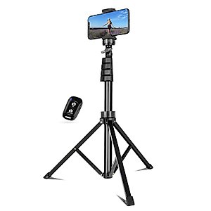 UBeesize 62" Phone Tripod & Selfie Stick, Camera Tripod Stand with Wireless Remote and Phone Holder,Compatible with iPhone Android Phone, Perfect for Selfies/Video Recording/Live Streaming Black