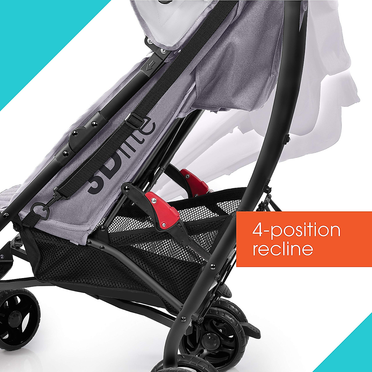 Summer Infant 3Dlite Convenience Stroller, Gray - Lightweight Stroller with Aluminum Frame, Large Seat Area, 4 Position Recline, Extra Large Storage Basket - Infant Stroller for Travel and More