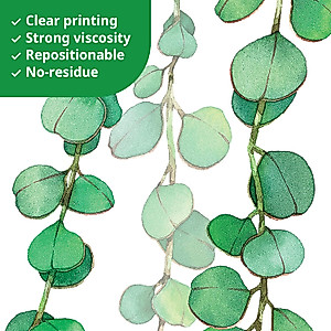 BASHOM BS-112 Eucalyptus Vines Wall Stickers Decals Green Kids Peel and Stick Removable for Nursery Bedroom Living Room Art murals Decorations Plants Home DIY Baby