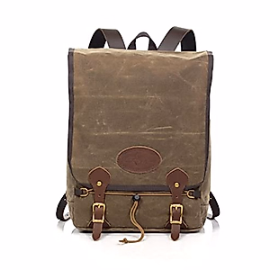 Frost River Mesabi Range Daypack - Waxed Canvas and Leather Laptop Bag, Durable Day Hiking Backpack, 16.7 Liter, Field Tan
