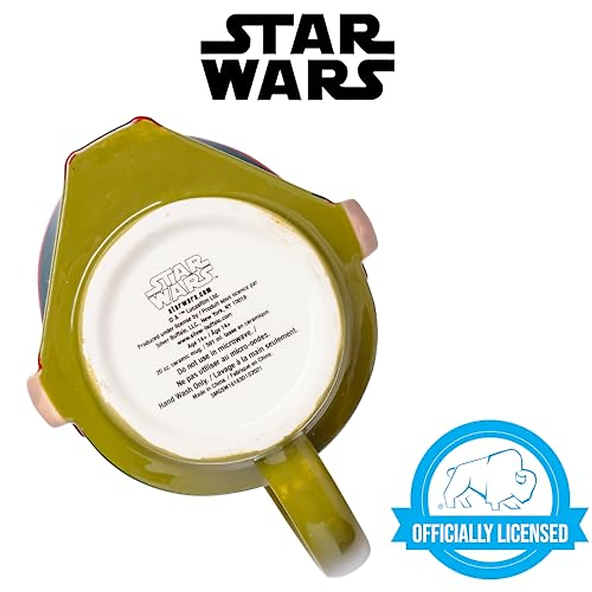 Silver Buffalo Star Wars Boba Fett’s Helmet with Battle Scars Ceramic 3D Sculpted Mug, 20 Ounces