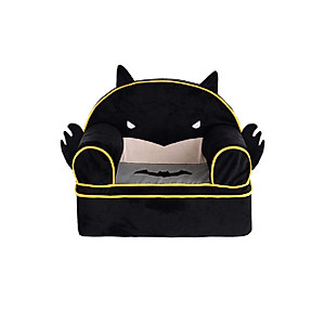 Fun Costumes Batman Face Chair Lounger Seat, DC Comics Iconic Black Comfy Soft Plush Seat Standard