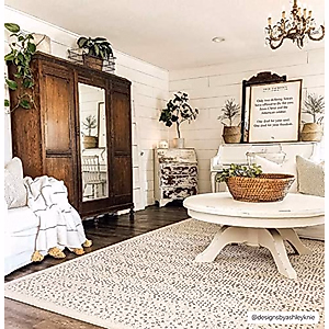 Sattley Modern Farmhouse Living Room Bedroom Dining Room Area Rug - Transitional Bohemian Carpet - Non Shed, Stain Resistant - Beige, Grey, Black, Cream, Ivory - 7'10" x 10'2"