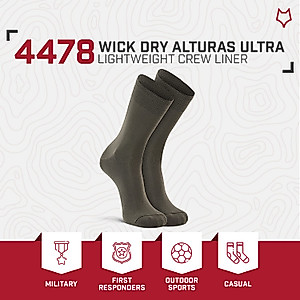 FoxRiver Mens Wick Dry Auras Ultra-lightweight Liner Crew Hiking-socks, Olive, Large US