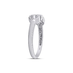 14k White Gold Over Sterling Silver Round Cut Diamond Accent Sideways Bypass Infinity Promise Ring Jewelry For Her Women (I-J Color, I2-I3 Clarity, 0.03 Cttw) Ring Size-7