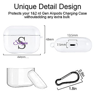 CaseHome Custom Name AirPods Case for Apple AirPod Pro, Personalized Gift Shock Absorption Soft Clear TPU Airpods Case Cover… (Clear Purple)