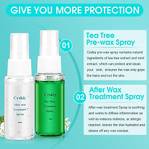 Crskiy Wax Warmer Hair Removal Kit for Women and Men with 4 Flavors Hard Wax Beans (14.1oz), Multiple Formulas for Coarse Hair, Eyebrow, Armpit, Bikini, and Brazilian Waxing