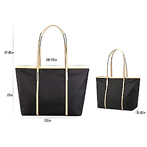 Wxnow Women Stylish Tote Bag Large Waterproof Travel Shoulder Handbag School Work Travel Shopping Black