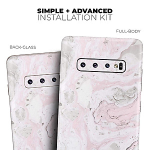 DesignSkinz Mixtured Pink and Gray v4 Textured Marble Protective Vinyl Decal Wrap Skin Cover Compatible with The Samsung Galaxy S20 (Screen Trim & Back Glass Skin)