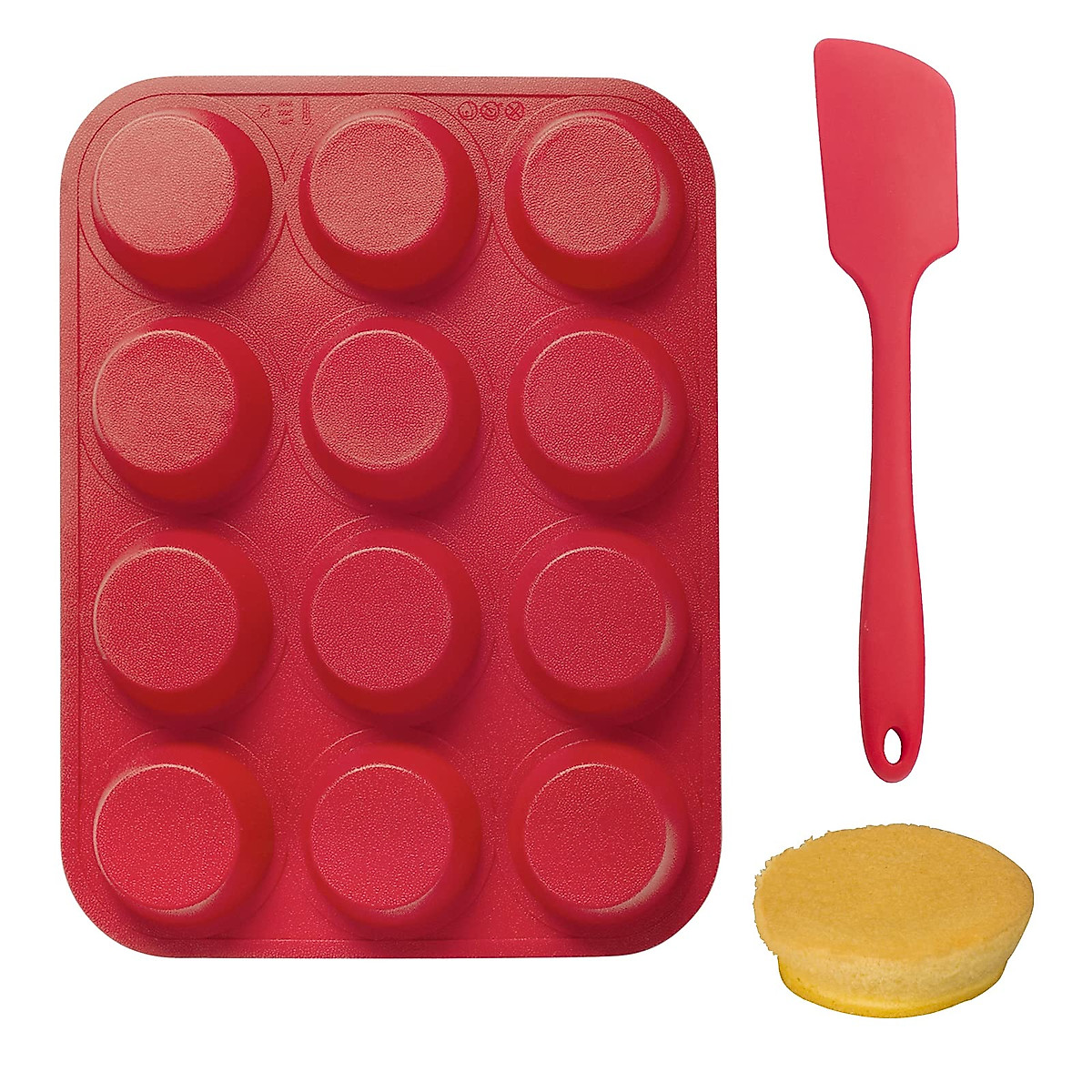 AIMLOT Muffin Pan Cupcake Set, Non-stick Silicone Muffin Pan for Making Muffin Cakes, Tart, Bread, BPA Free and Dishwasher Safe