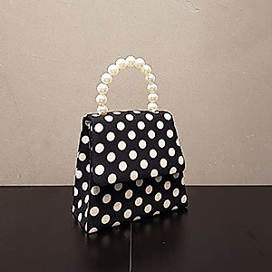 Mellshy Women Polka Dot Tote Bag Top Handle Bag Shoulder Bag Crossbody Bag (Black)