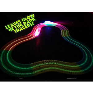 Mindscope NEON Glow Twister Tracks Dino Series 11 Feet of Neon Glow in The Dark Track Set with Dinosaur Accessories
