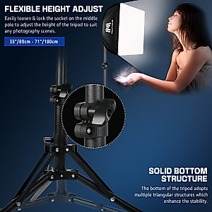 Softbox Lighting Kit, NiceVeedi 16'' x 16'' Softbox Photography Lighting Kit with 63” Tripod Stand & 5400K 450W Equivalent LED Bulb, Continuous Lighting for Photography/Video Record/Live Streaming