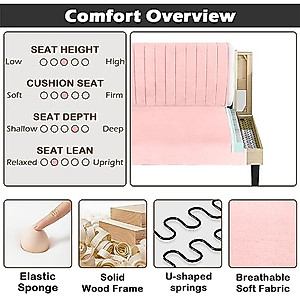 STHOUYN 43" W Mini Small Comfy Couch Armless Loveseat Sofa for Bedroom with USB Port, Velvet Pink Small Couches for Small Spaces Living Room, Apartment Office Dorm (Pink)