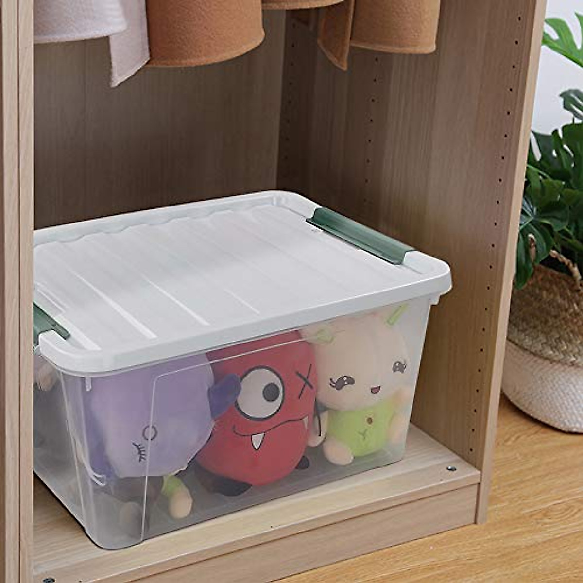Pekky 6 Packs Clear Large Storage Containers Bins with Lid, Multipurpose 35 Quart Plastic Latch Box Tote
