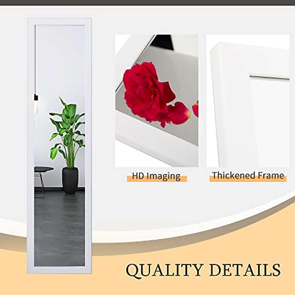 Beauty4U Full Length Mirror Wall Mounted, Full Body Mirror for Bedroom, Tall Dressing Mirror, Wall Mirror for Living Room, Dorm, Long Hanging Mirror,48" X 12"