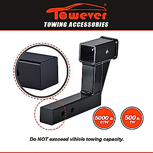 Towever 84123 Trailer Hitch Extender with 6.25" Drop/Rise, 9" Extension, Hitch Riser Solid Tube (GTW/TW 5000/500 LBS)