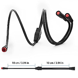 baluoqi 1T2 Y-Splitter Extension Wire with Julet Type 2pin Connector for Bike Headlight Cable in eBike Conversion Kits (2pin, 7" in Length)