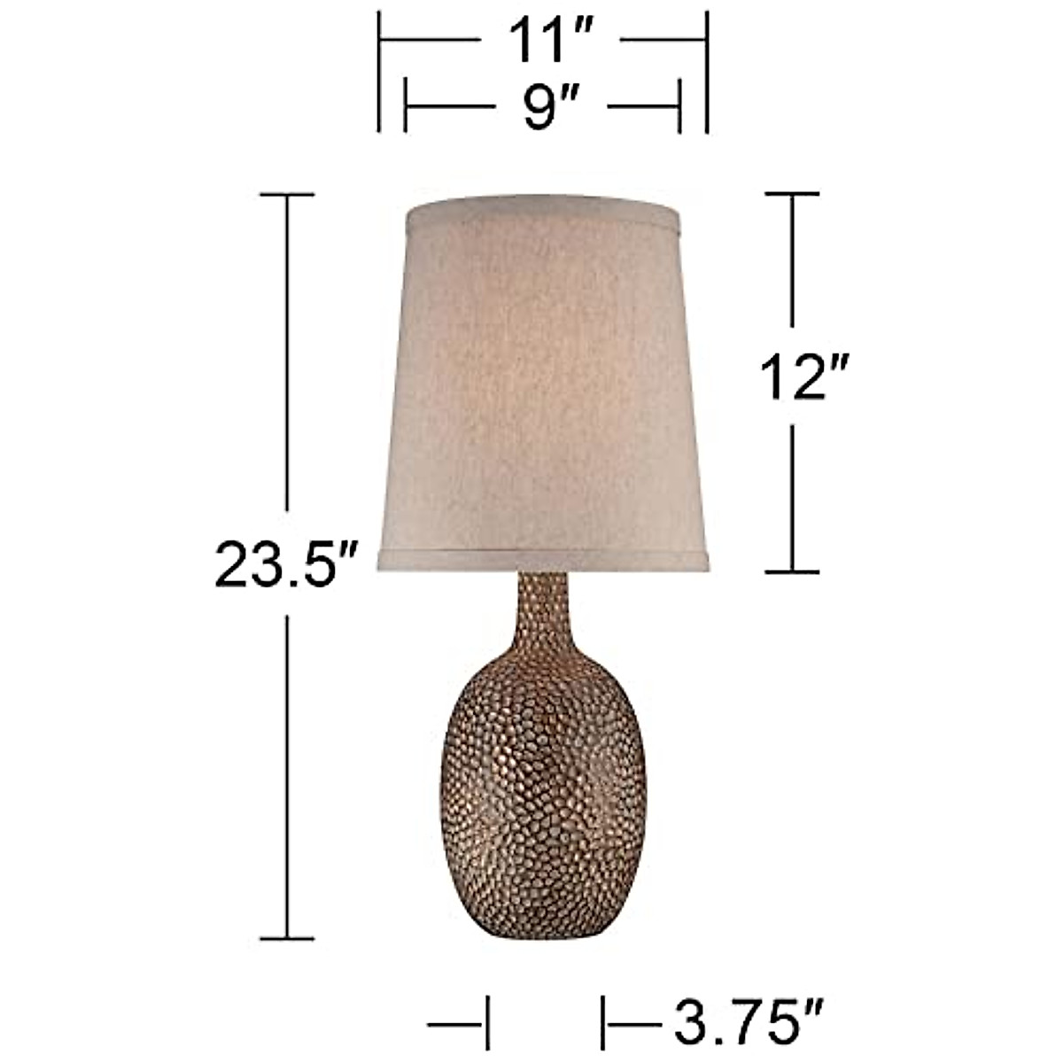 360 Lighting Chalane Rustic Farmhouse Accent Table Lamps 23 1/2" Tall Set of 2 Antique Bronze Hammered Textured Natural Linen Shade for Bedroom Living Room House Bedside Nightstand Office