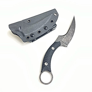 PAN series Full Tang Hunting Knife with Kydex Sheath I G10 Composite Handle I Kydex Sheath w/Adjustable Belt Clip I Stone Wash Blade I 8.6 inches overall I 4 inch Blade I